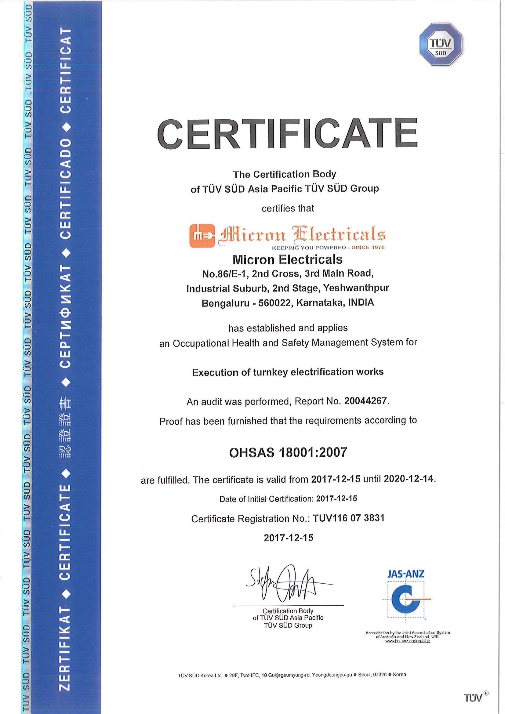 certificates – Micron Electricals