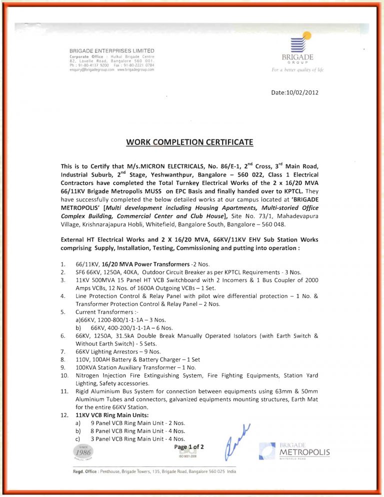certificates – Micron Electricals (India) Pvt. Ltd.