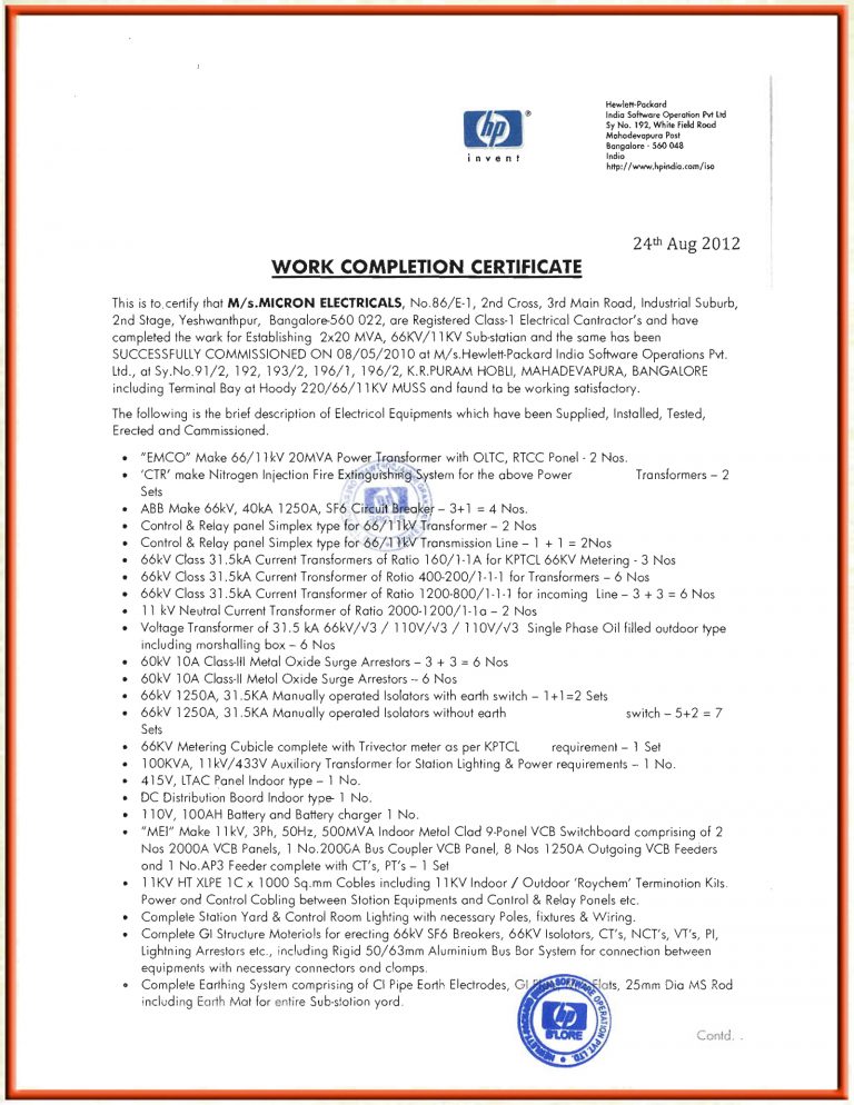 certificates – Micron Electricals (India) Pvt. Ltd.
